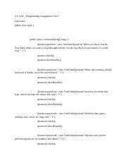 CS 1102 - Programming Assignment Unit 5.docx - CS 1102 - Programming Assignment Unit 5 Quiz.Java ...