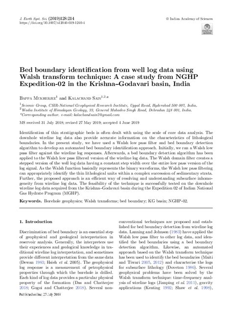 pdf bed boundary identification from well log data using walsh