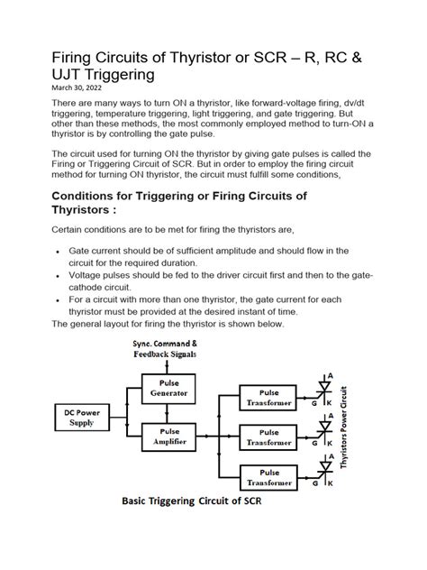Firing Circuits Of Thyristor Or Scr Pdf Capacitor Rectifier
