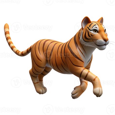 Stunning Traditional Leaping Tiger Side View High Quality 57655278 Png