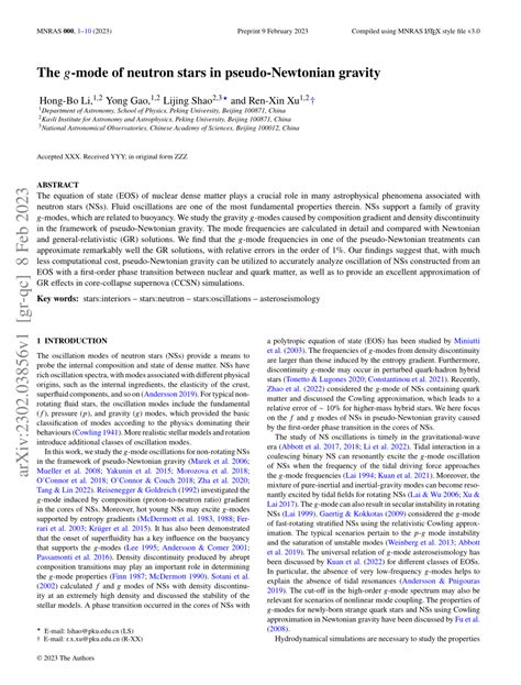 Pdf The G Mode Of Neutron Stars In Pseudo Newtonian Gravity