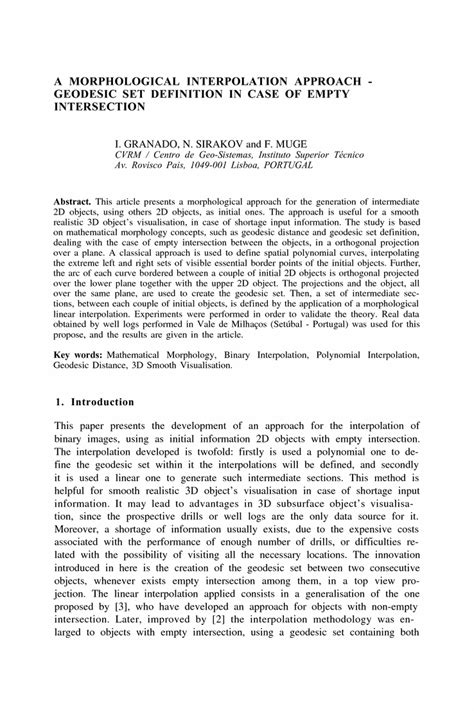 pdf a morphological interpolation approach — geodesic set definition