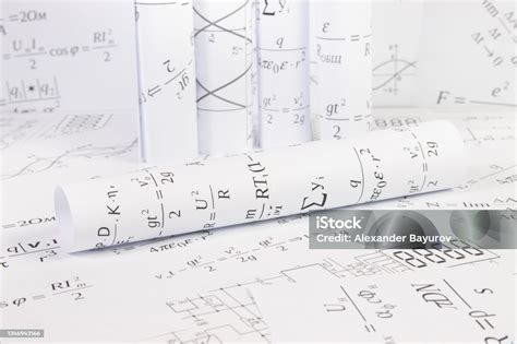 Engineering Drawings With Electrical Math Formulas And Graphs Stock