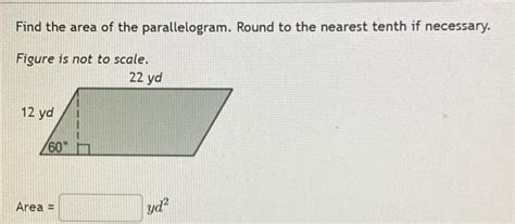 Solved Find The Area Of The Parallelogram Round To The