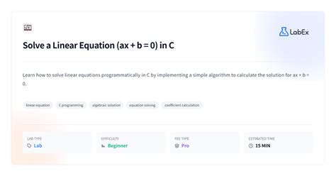 how to solve a linear equation ax b 0 in c labex