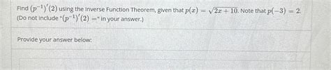 Solved Find P 12 ﻿using The Inverse Function Theorem