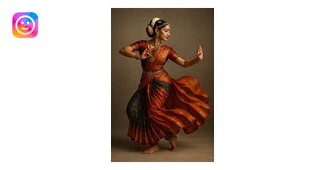 Bharatanatyam Dancer Side Profile Dynamic Movement Flowing Costume