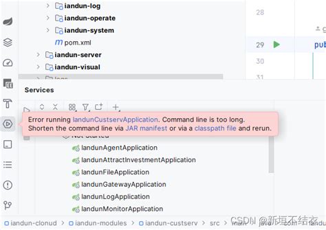 解决error Running Ianduncustservapplication Command Line Is Too Long Shorten The Command Line