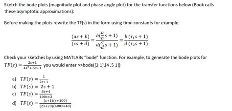 solved sketch the bode plots magnitude plot and phase angle