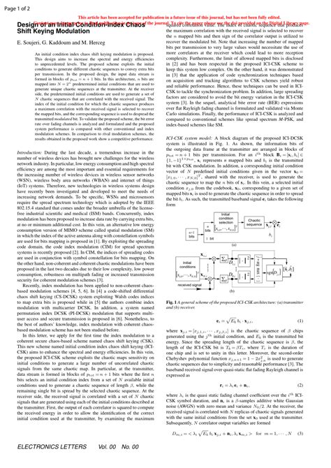 Pdf Design Of An Initial Condition Index Chaos Shift Keying Modulation