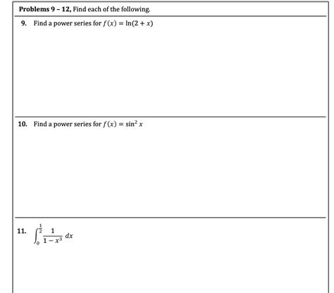 Solved Problems 9 - 12, ﻿Find each of the following.Find a | Chegg.com