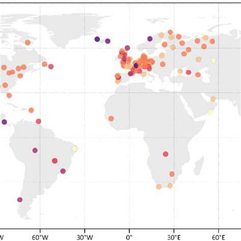 Chosen Catchments N ¼ 190 Wgs 84 Pseudo Mercator Projection With Download Scientific