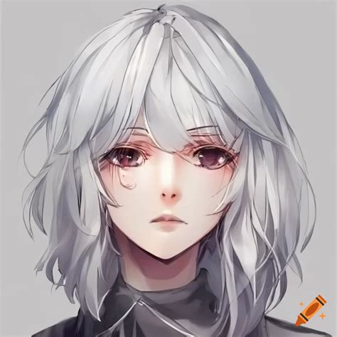 Anime Girl With Short Messy White Hair On Craiyon