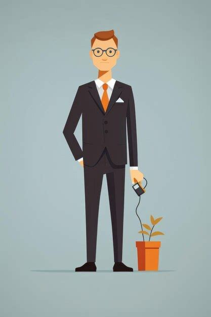 Premium Photo Simple Tiny Man Cute Vector Design Project Manager Flat