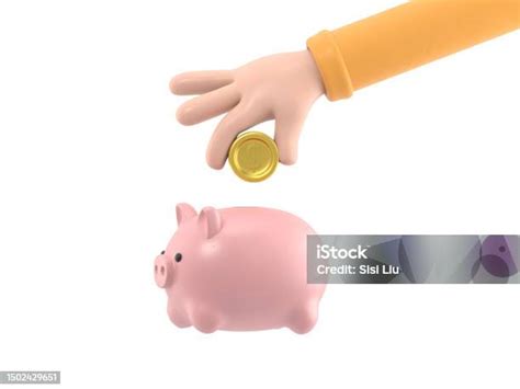 만화 제스처 아이콘 모형3d 돼지 저금통에서 돈을 절약하는 그림 흰색 배경에 3d 렌더링 3차원 형태에 대한 스톡 사진 및 기타 이미지 Istock