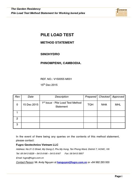 Pile Load Test Method Statement Ult Pdf Beam Structure Deep Foundation