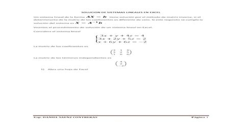 Solucion De Sistemas Lineales En Excelfilesmatematicainteractiva
