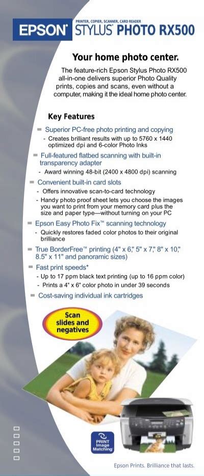 Epson Epson Stylus Photo Rx500 All In One Printer Product Brochure