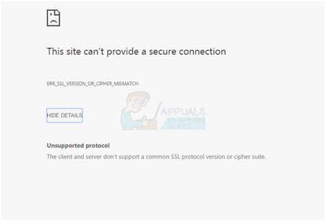 Fix ERR SSL VERSION OR CIPHER MISMATCH