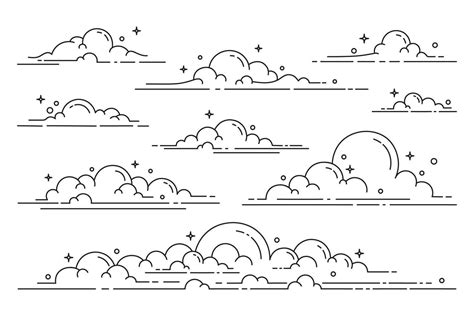 Set Of Clouds In Line Art Style 48070799 Vector Art At Vecteezy