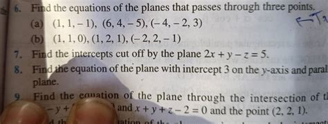 Find The Equations Of The Planes That Passes Through Three Points A 1