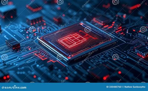 Futuristic Microchip On A Glowing Electric Circuit Board Representing Advanced Technology And