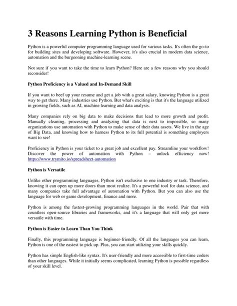 Ppt 3 Reasons Learning Python Is Beneficial Powerpoint Presentation Free Download Id12794069