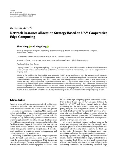 Pdf Network Resource Allocation Strategy Based On Uav Cooperative