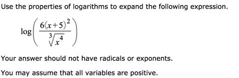 Solved Use The Properties Of Logarithms To Expand The Chegg Com
