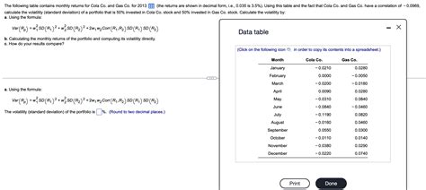 Solved Calculate The Volatility Standard Deviation Of A