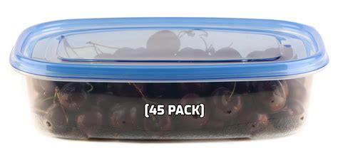 45 Pack 64oz Rectangular Oblong Plastic Reusable Storage Containers With Snap On Lids