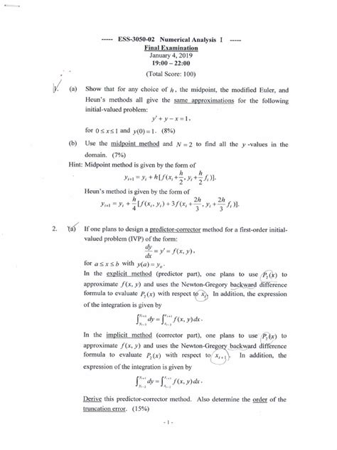 數值分析一2018 Final Pdf