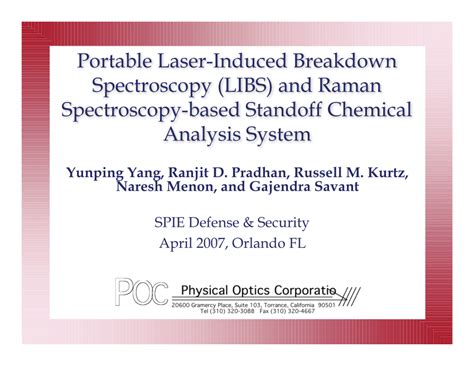 Pdf Portable Libs And Raman Spectroscopy Standoff Chemical Analysis System