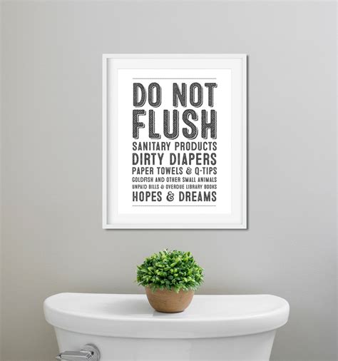 Funny Bathroom Sign Do Not Flush Art Print 11x14 Etsy