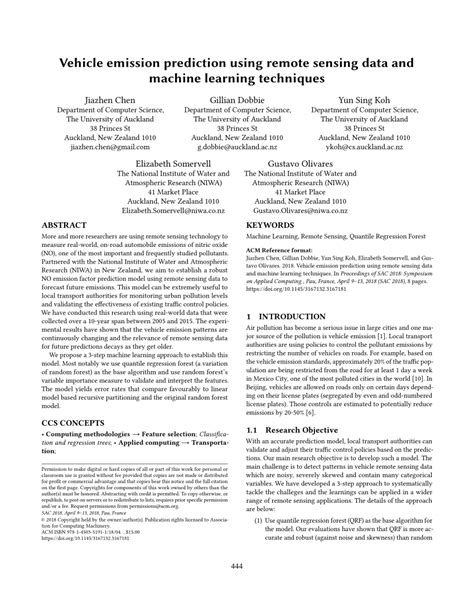 Pdf Vehicle Emission Prediction Using Remote Sensing Data And Machine