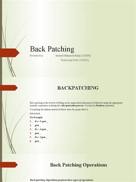 Back Patching Cc Presentation Pdf Control Flow Boolean Data Type