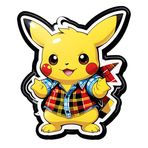 I Made An Ai Sticker Of Picachu In Plaid Shirt
