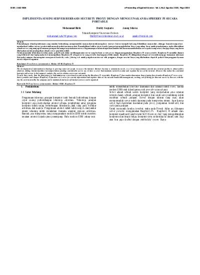 Implementasi Mini Server Berbasis Security Proxy Dengan Menggunakan