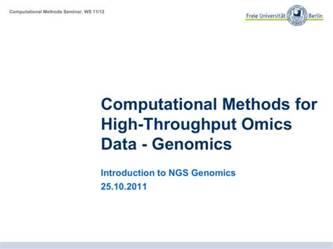 computational methods for high throughput omics data