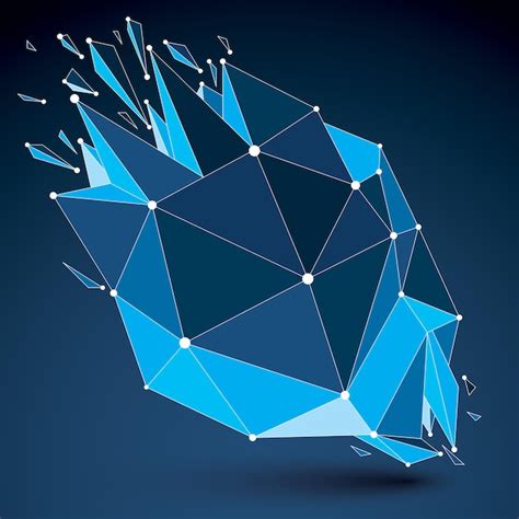 Premium Vector 3d Vector Low Poly Object With Blue Connected Lines And Dots Geometric