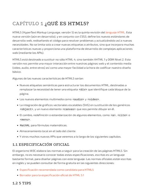 ¿qué Es Html5 Html5 Pdf Red Mundial Internet Y Web