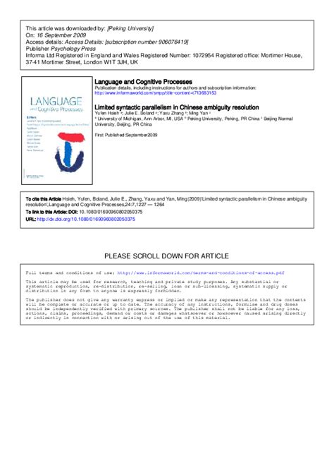 Pdf Limited Syntactic Parallelism In Chinese Ambiguity Resolution