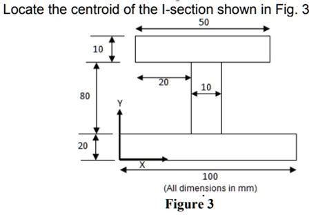 Locate The Centroid Of The I Section Shown In Fig 3 10 50 20 10 80 Y 20 X 100 All Dimensions