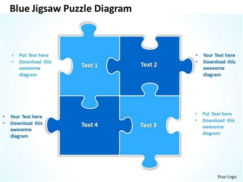 blue jigsaw puzzle diagram powerpoint templates ppt presentation slides