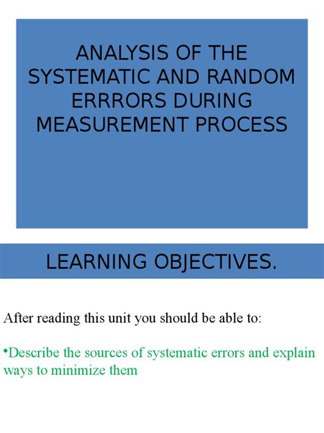 unit 2 analysis of the systematic and random errors observational