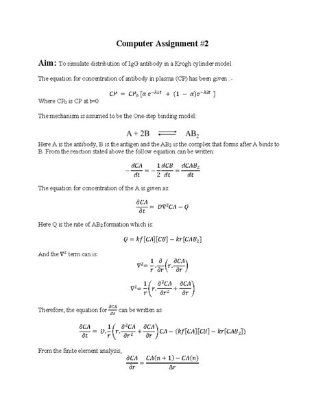 Computer Assignment 2 Project 2 Computer Assignment Aim To