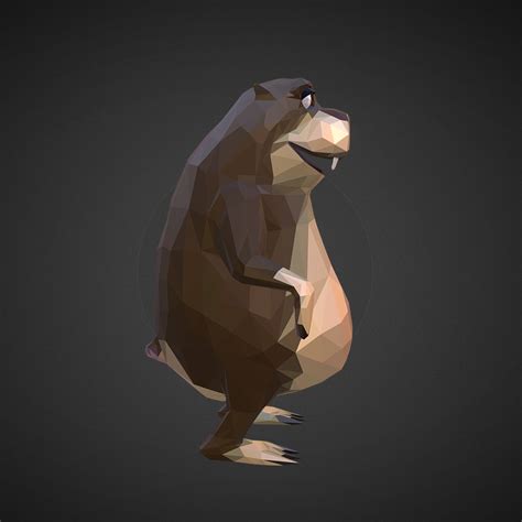 Gopher Cartoon Grey Art 3d Turbosquid 1266266