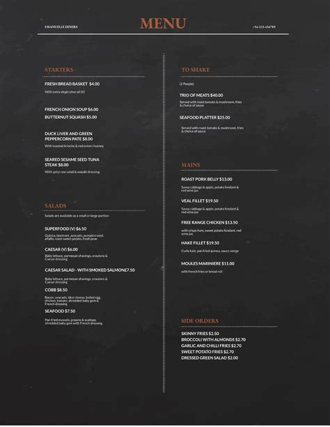 Chalkboard Menu Design Template Edit Online And Download Example
