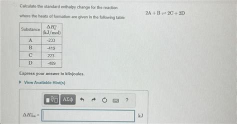 Solved Calculate The Standard Enthalpy Change For The Chegg