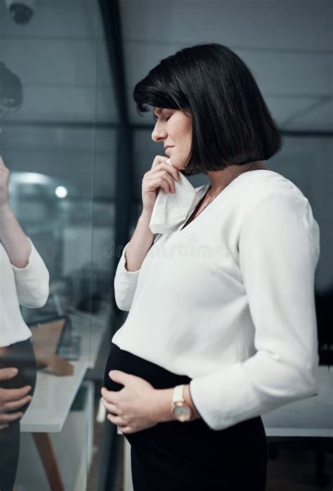 Pregnant Business Woman And Stress In Office For Working On Project